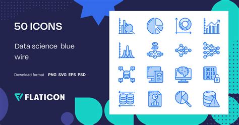 Data Science Blue Wire Icon Pack Color Lineal Color 50 Svg Icons