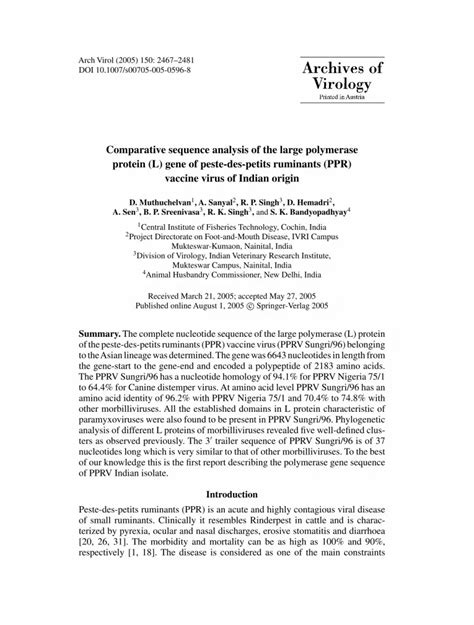 Pdf Comparative Sequence Analysis Of The Large Polymerase Protein L