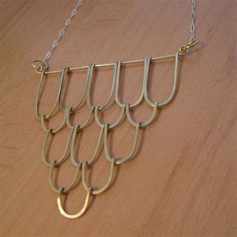 Brass Necklace Scalloped Shingles