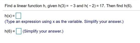 solved find a linear function h given h 3 3 and h