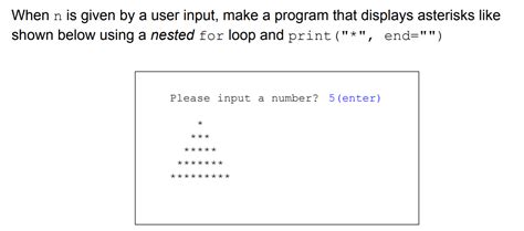 Solved When N Is Given By A User Input Make A Program That Chegg Com