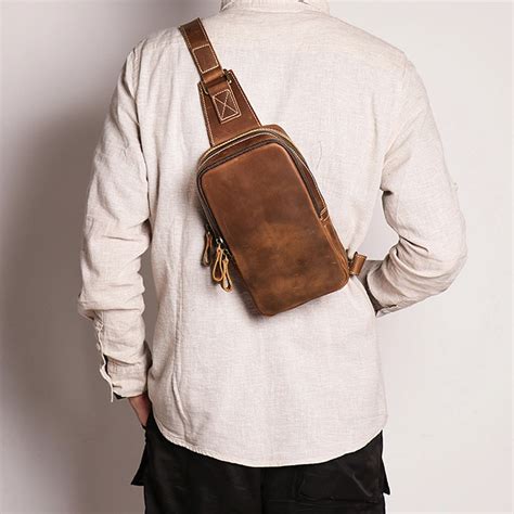 Mens Leather Crossbody Bag Small Sling Bag Luke Case