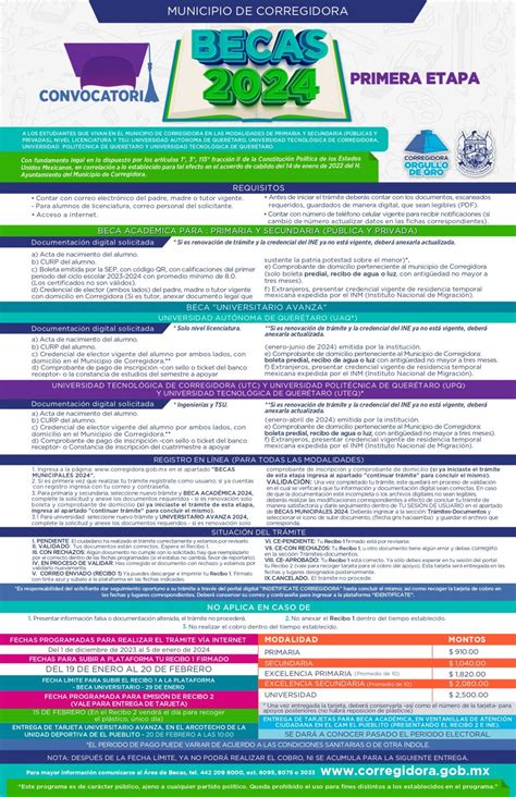 CONVOCATORIA BECA 2024-2025 - Mpio. Corregidora 🥇 GobMX.org