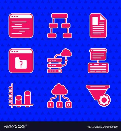 Set Network Cloud Connection Cloud Technology Vector Image