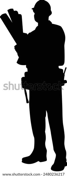 Construction Worker Silhouette Illustration Men Doing Stock Vector
