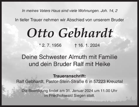 Traueranzeigen Von Otto Gebhardt 57trauerde