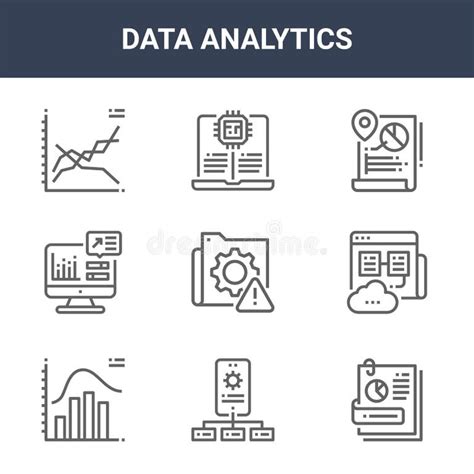 9 Data Analytics Icons Pack Trendy Data Analytics Icons On White