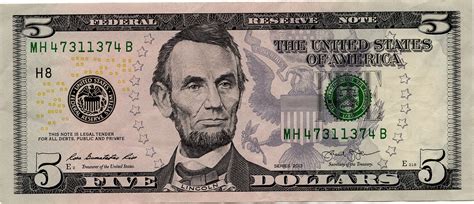 Five Dollar Bill Front And Back