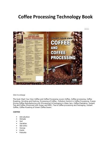 Coffee Processing Technology Book Pdf Coffee Tea
