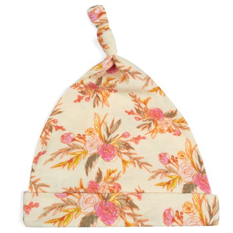 Vintage Floral Organic Cotton Knotted Beanie Hat Milkbarn