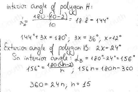 Solved The Diagram Shows Parts Of Two Regular Polygons A An Geometry