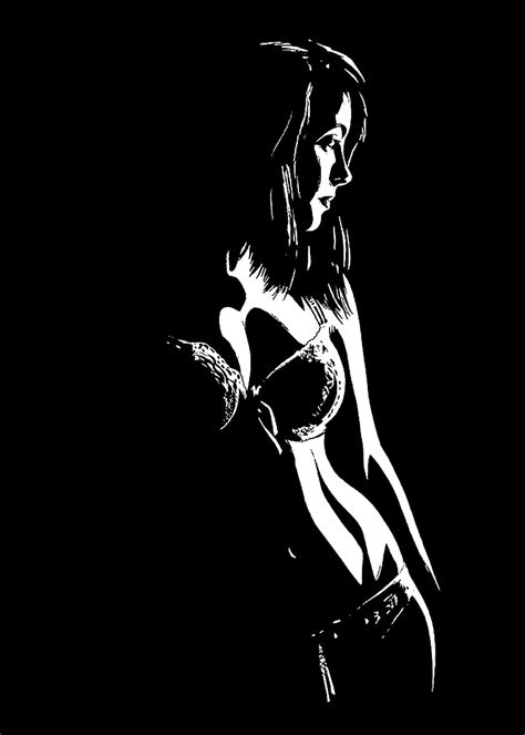 Woman In Lingerie Black And White Art Poster Picture Metal Print