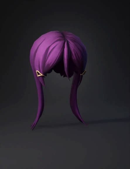3d Model Purple Anime Hairstyle Wig With Twin Tails Stylized Texture