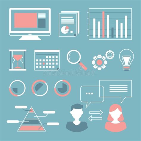 Web Data Analysis Summary Vector Illustration Set Collection Stock