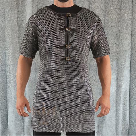 9mm Chainmail Shirt Front Open Half Sleeve Flat Ring Riveted With