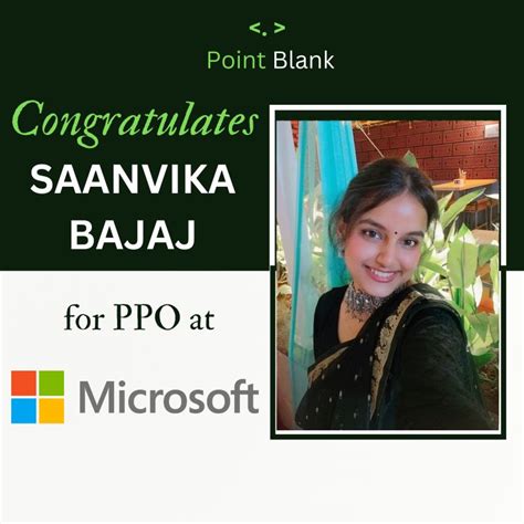 Point Blank On Linkedin Pointblank Congratulates Saanvika Bajaj For Getting A Ppo From…
