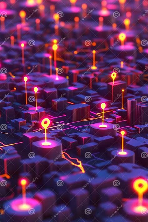A Cutting Edge 3d Map Showing Urban Growth Patterns With Glowing Pins