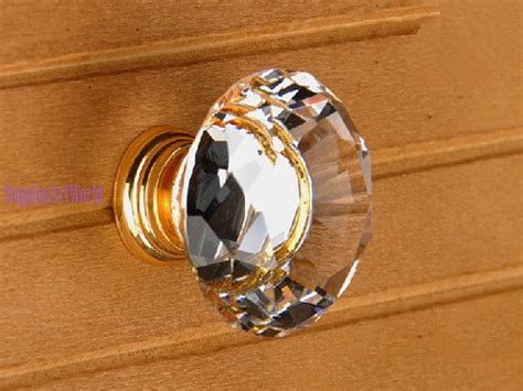 Glass Crystal Knobs Pulls Rhinestone Gold Clear Dresser Knobs Etsy