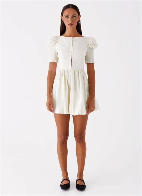 Enya Mini Dress Ivory Peppermayo