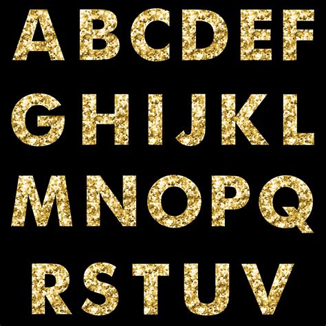 Gold Glitter Alphabet Clipart Png Letters Numbers Symbols Digital