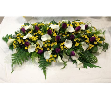 Sym0021 Calla Lily Tulip Casket Spray Centerpiece Memorial Flower