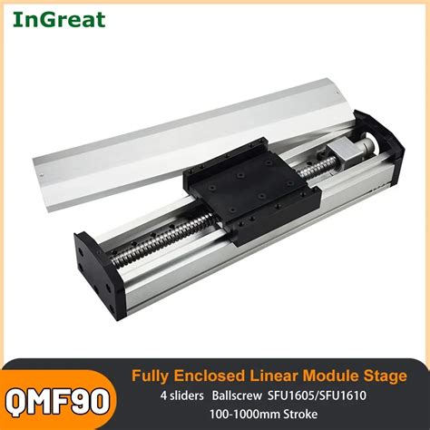 90mm Width CNC Fully Enclosed Linear Module Stage Rail Guide 100 1000mm Travel SFU1605 1610 70KG