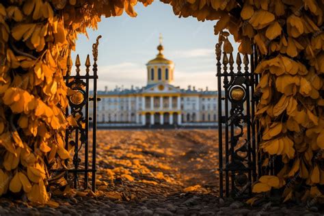 Premium Ai Image Autumn At The Palace Golden Foliage Reflective Pools And Poetic Whispers In
