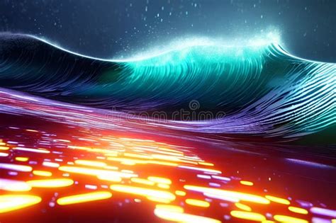 Future Data Technology Cyber Communication Digital Wave Connectivity Illustration Concept Stock
