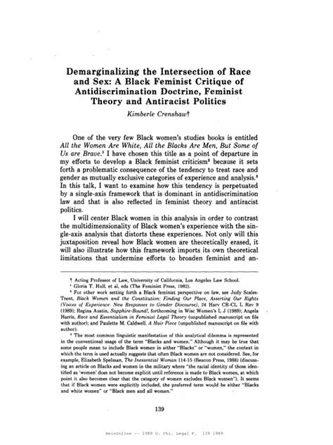 Demarginalizing The Intersection Of Race And Sex Pdf