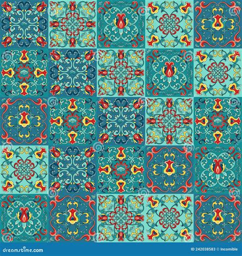 Chinese Ceramic Tile Seamless Pattern Oriental Traditional Floral Ornament Wall Or Floor