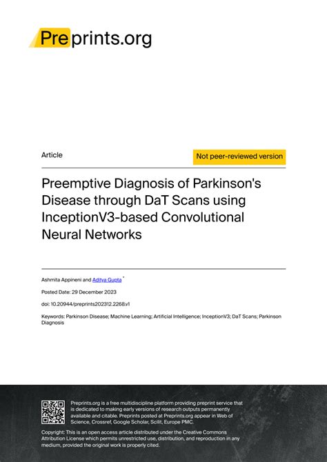 pdf preemptive diagnosis of parkinson s disease through dat scans