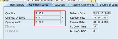 Solved Pr And Po Quantity Mismatch Due To 3 Decimal Place Sap Community