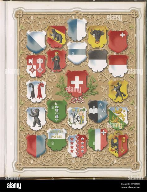 Overview Of Coat Of Arms Of Switzerland And 22 Cantons Anonymous C