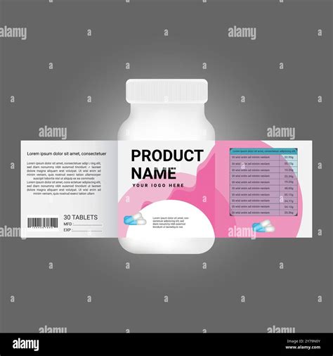 Beauty Label Supplement Bottle Vector White Plastic Pills Box White