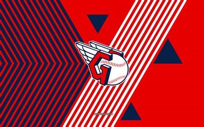 Download Cleveland Guardians Logo 4k American Baseball Team Red Blue Lines Background