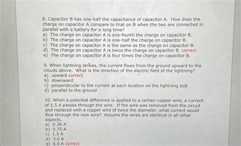 Solved 8 Capacitor B Has One Half The Capacitance Of