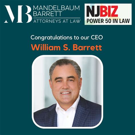 Congratulations To Our Ceo William Mandelbaum Barrett Pc