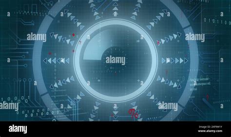 Image Of Round Scanner And Microprocessor Connections Against Blue