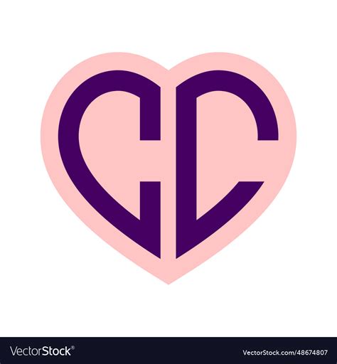 Logo C Heart Monogram 2 Letters Alphabet Font Vector Image