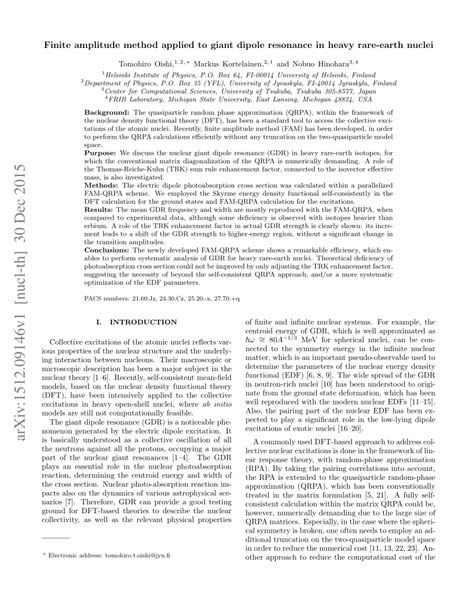 Pdf Finite Amplitude Method Applied To Giant Dipole Resonance In Heavy Rare Earth Nuclei