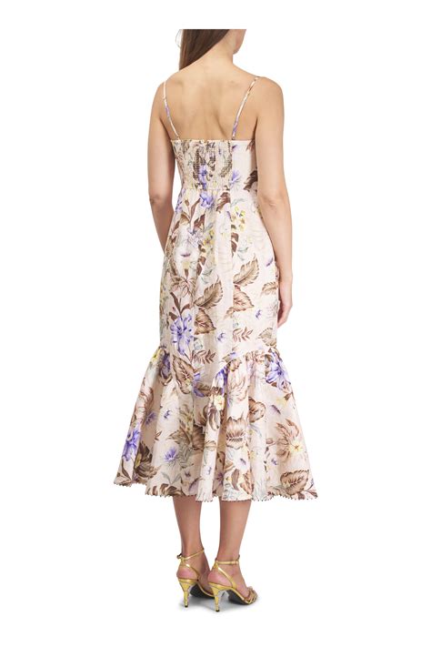 Zimmermann Coco Cream Floral Multi Tie Front Midi Dress