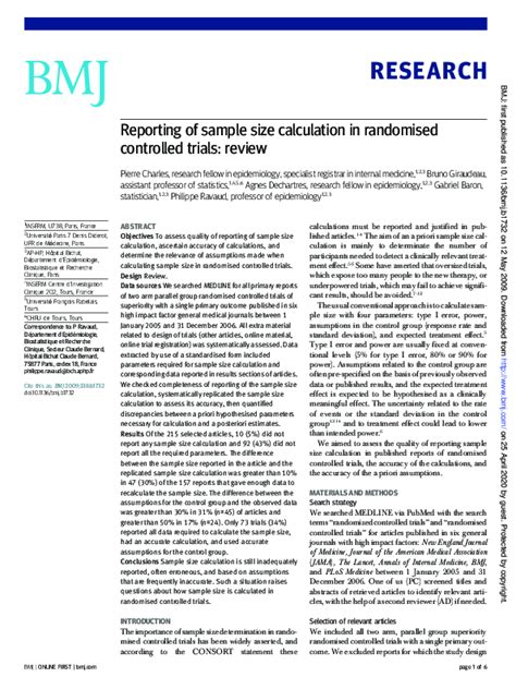 Pdf Reporting Of Sample Size Calculation In Randomised Controlled