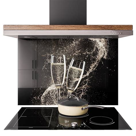 Kitchen Splashback Sparkles Champagne Splash Tempered Glass Backsplash