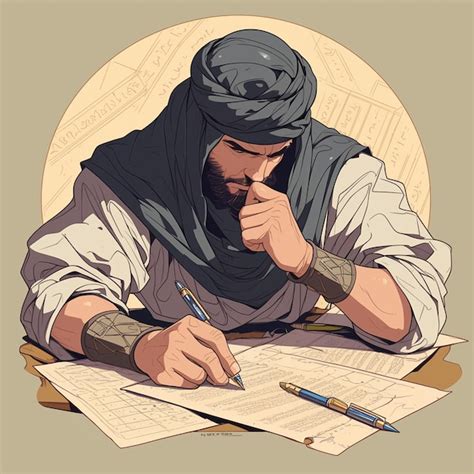 Premium Vector Arab Man In His Teens Taking A Math Test