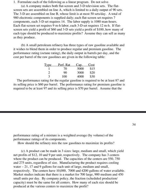 Solved 1 Formulate Each Of The Following As A Linear