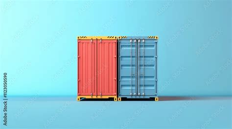 Intermodal Container Flat Design Front View Supply Chain Theme 3d Render Split Complementary