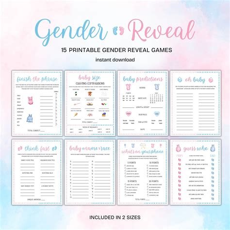 Gender Reveal Printable Games Gender Reveal Bundle Gender Reveal