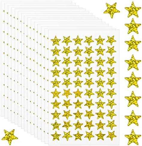 Cobee Gold Foil Star Metallic Stickers 30 Sheets 1800 Pcs Gold Glitter