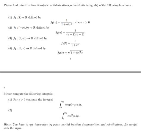 solved please find primitive functions also antiderivatives
