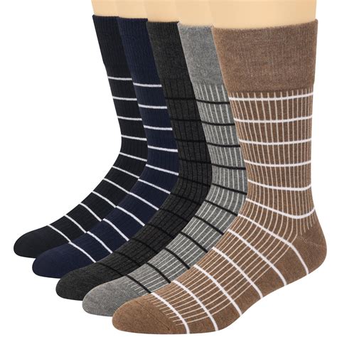 Mens Striped Socks Classic Cotton Dress Socks For Men Casual